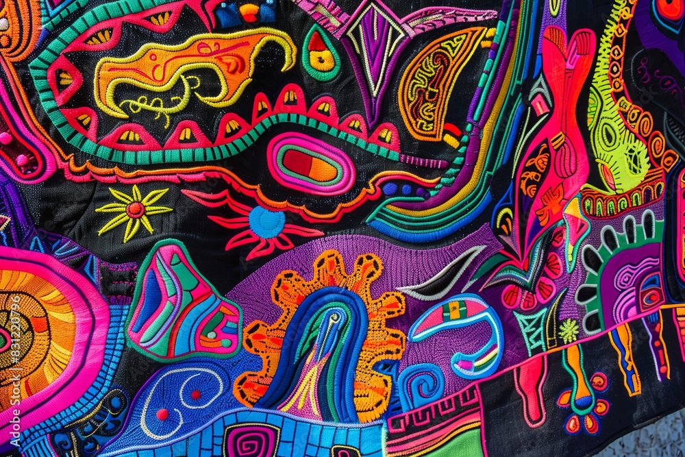 Guna Yala Heritage Unveiled Vibrant Panama Mola Tapestry Stock Photo ...