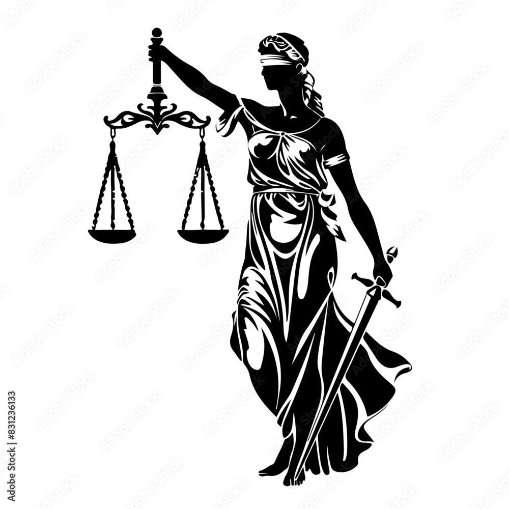 Justice Goddess Themis, Lady justice, Illustration of a Themis goddess ...