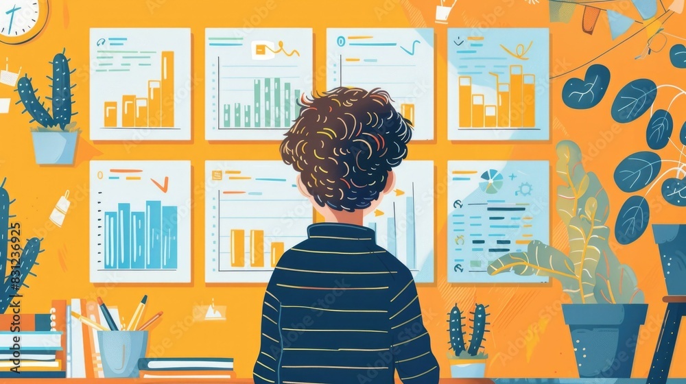 Student Reviewing Learning Progress Chart While Reflecting on Personal ...