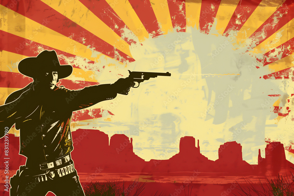 American cowboy outlaw gunslinger in the Wild West frontier of Texas ...