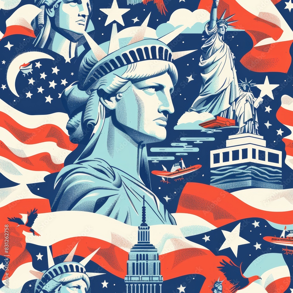 Ilustrace „Develop a seamless pattern that celebrates American ...