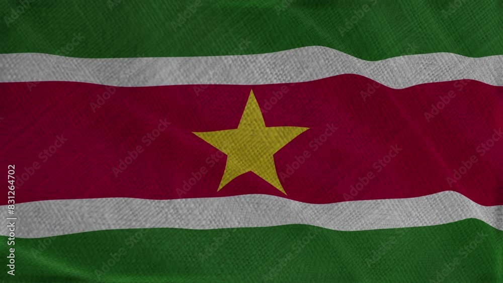 Flag of Suriname, Suriname 3D Animation flag waving in the wind. 4K ...