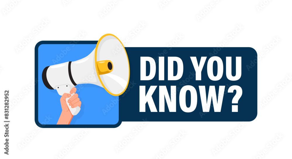 Did You Know. Hand hold megaphone speaker for announce. Attention ...