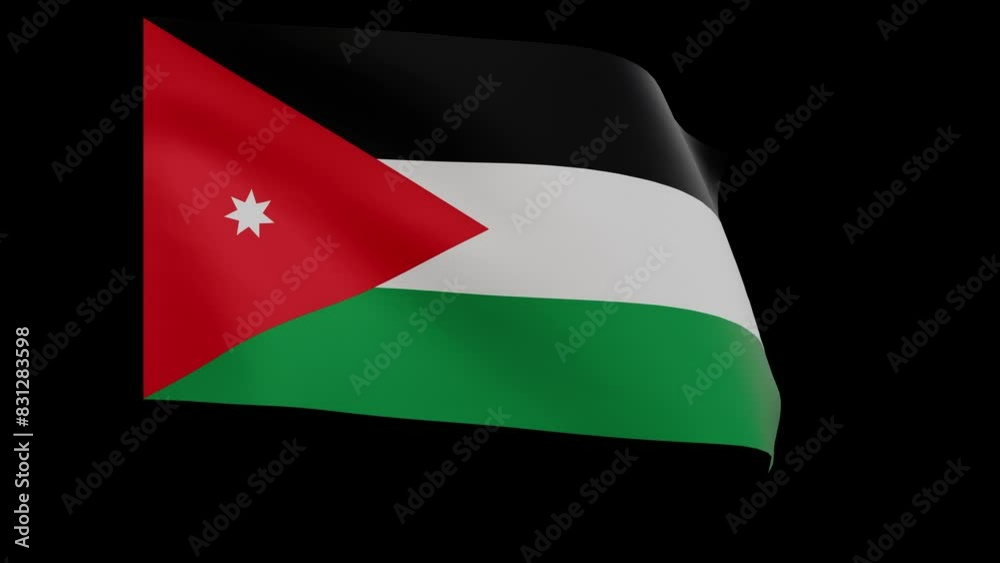 Jordanian flag 4k 3d render of a waving nation Jordan banner fluttering ...