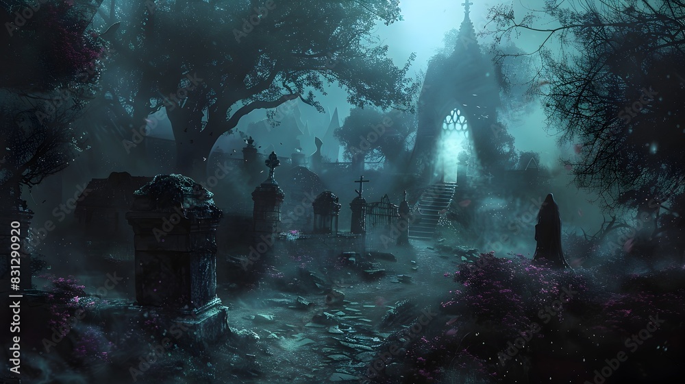 Mysterious and Haunting Gothic Castle Shrouded in Ethereal Mist and ...