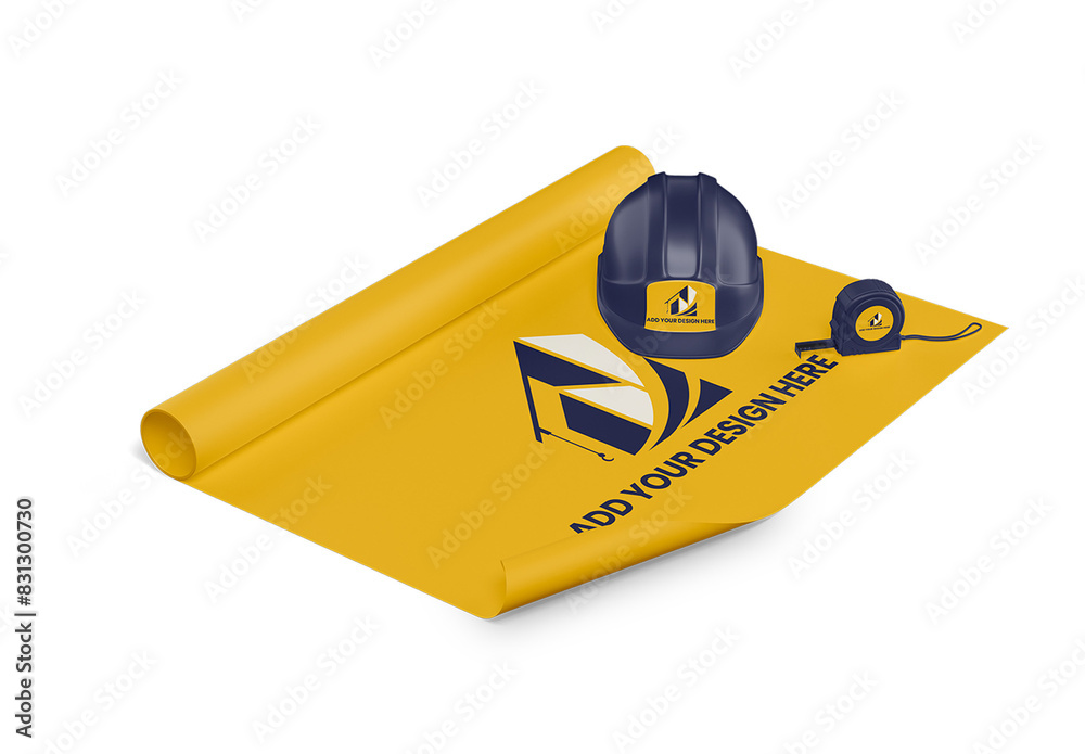 Construction helmet blueprints Mockup Stock Template | Adobe Stock