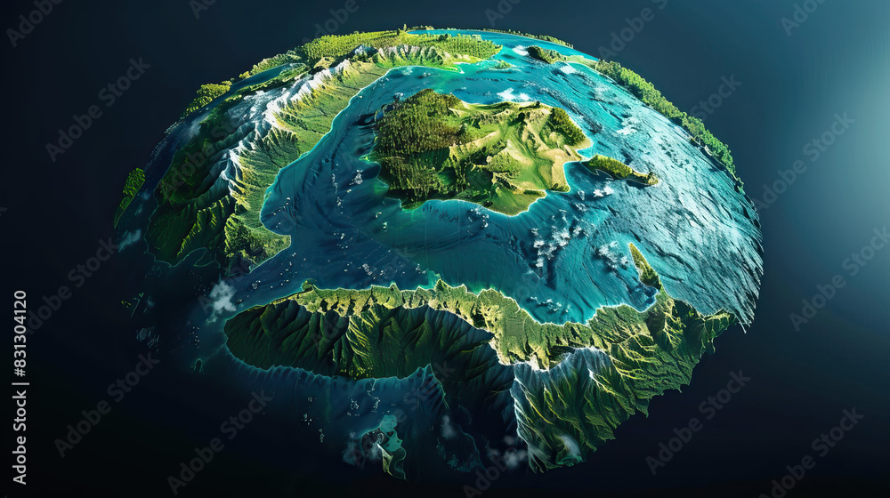 Modern clear, simple and detailed 3D Oceania continent map background ...