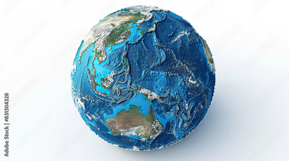 Modern clear, simple and detailed 3D Oceania continent map background ...