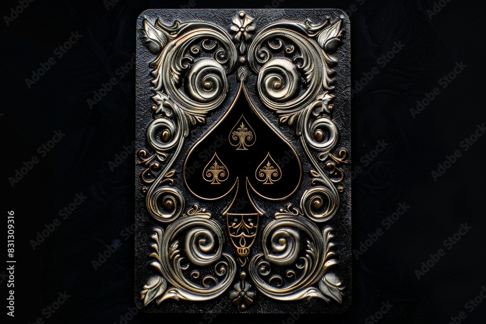 ace of spades card on black background, medieval gothic iconography ...
