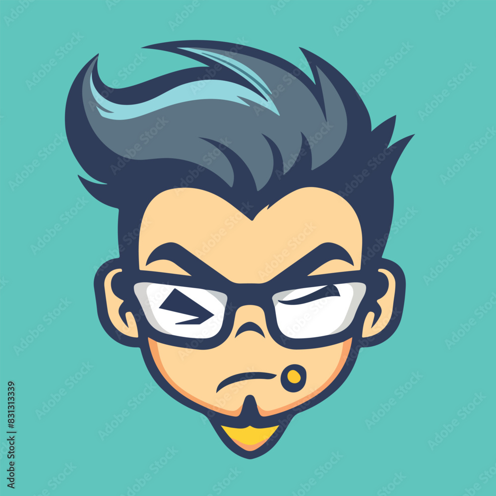 Geek boy cartoon vector illustration Stock Vector | Adobe Stock