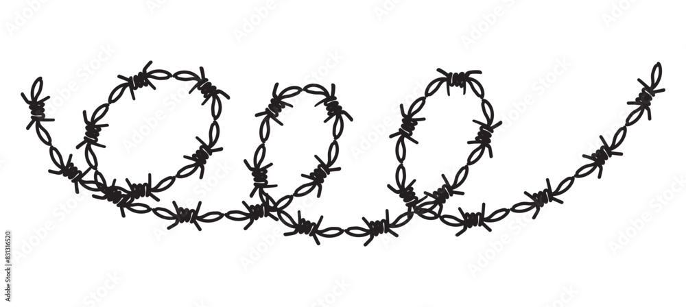 Twisted barbed wire silhouettes set in rounded and square shapes ...