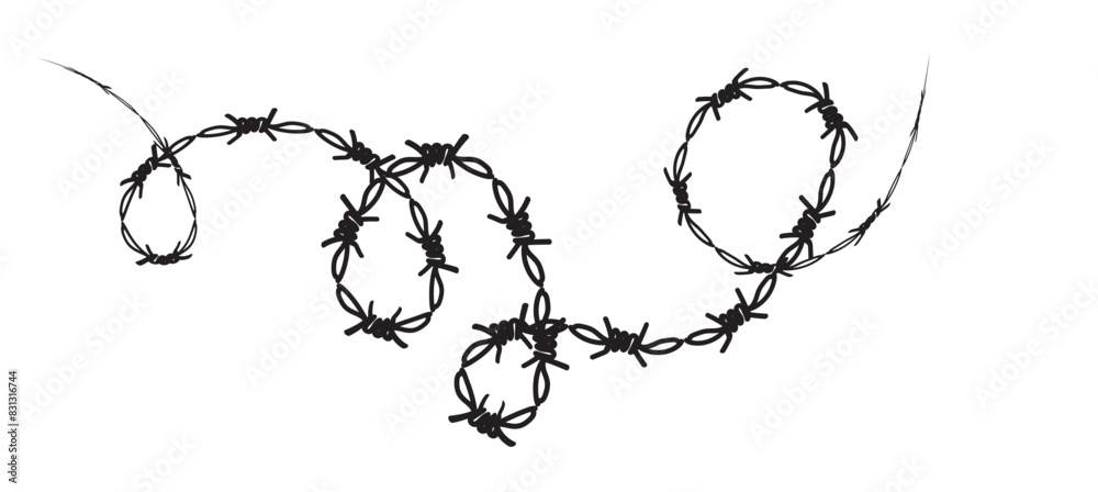 Twisted barbed wire silhouettes set in rounded and square shapes ...