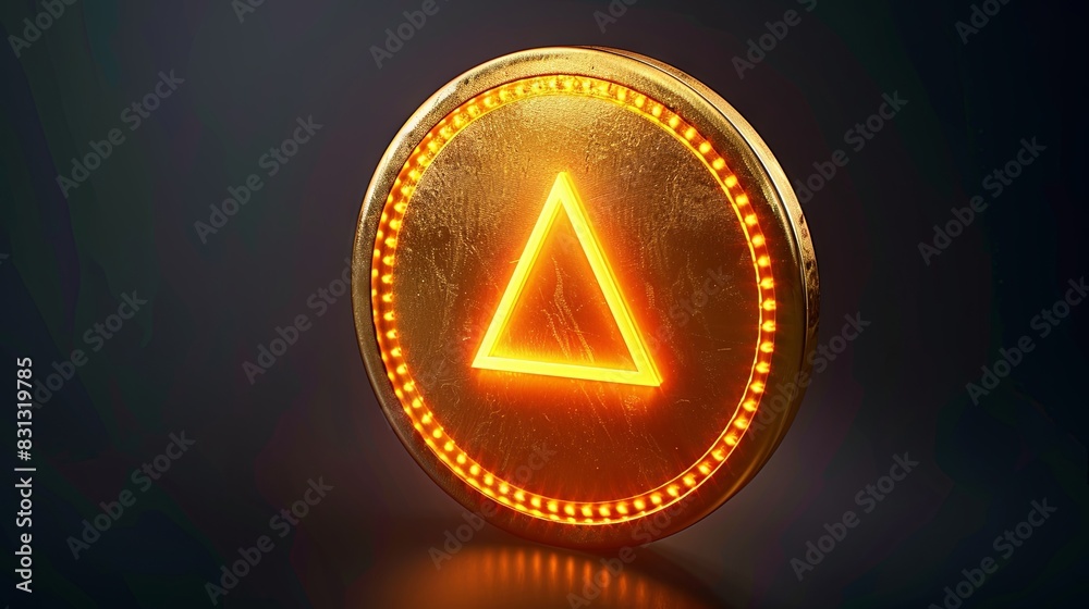 A gold coin featuring a triangle warning sign icon, labeled as Notcoin ...