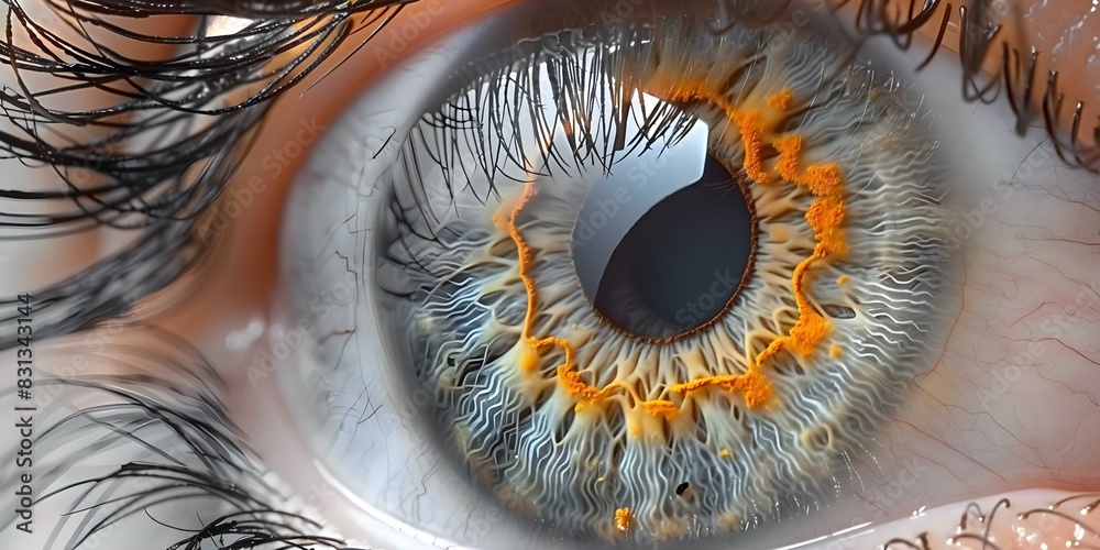 Closeup of a human eye with various eye conditions like keratoconus ...