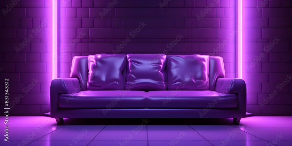 Virtual background of a modern cyberpunk living room with an animated ...