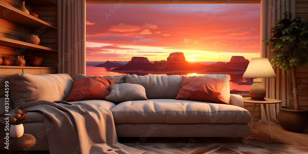 Virtual Sunset Living Room Background for Streaming VTuber or Video ...