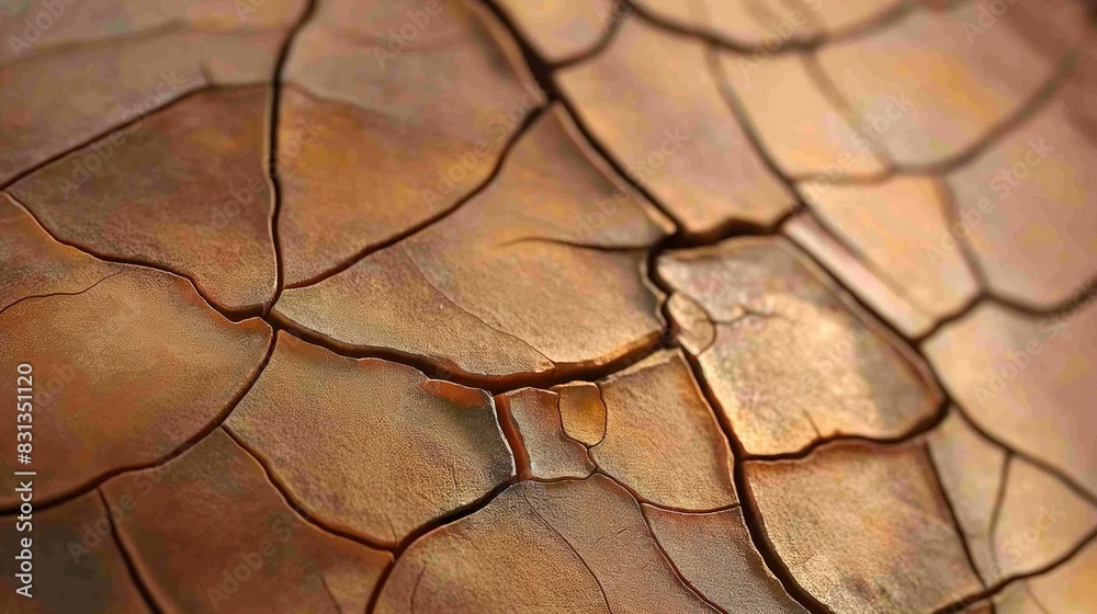 An artistic close-up of a cracked pottery surface, with fine lines and ...