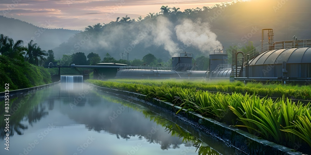 Image of biogas energy production at organic palm oil mills with copy ...