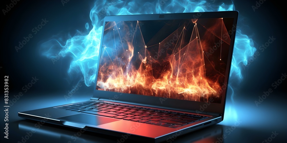 Laptop screen alert warns of firewall vulnerability and cybercrime risk ... Laptop screen alert warns of firewall vulnerability and cybercrime risk ...