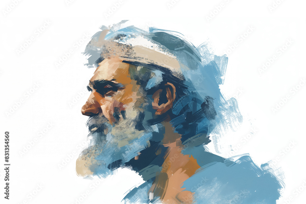 Childlike illustration of biblical Abraham, isolated on a transparent ...