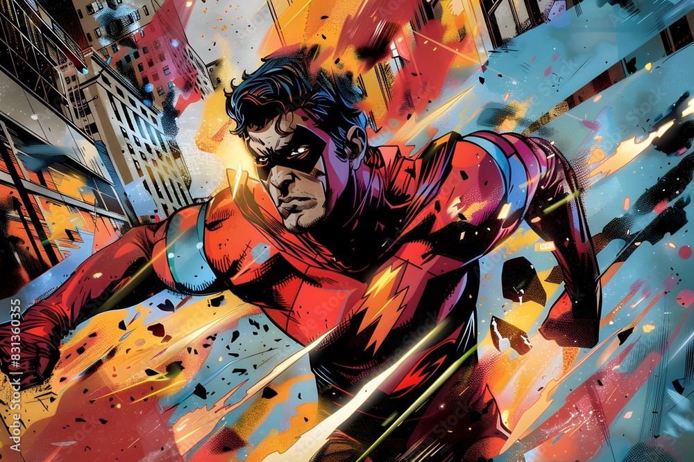 Generative AI paints a dynamic scene of a superhero breaking free from ...