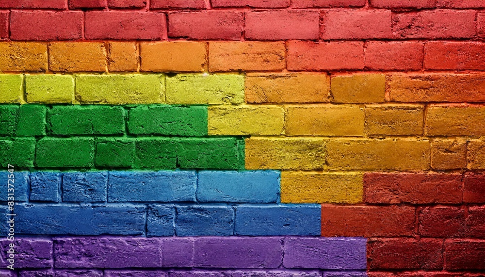 texture of a brick wall painted in the colors of the lgbt flag Stock ...