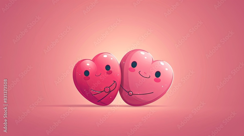 logo, a pink heart hugging another pink love shape, pink background ...