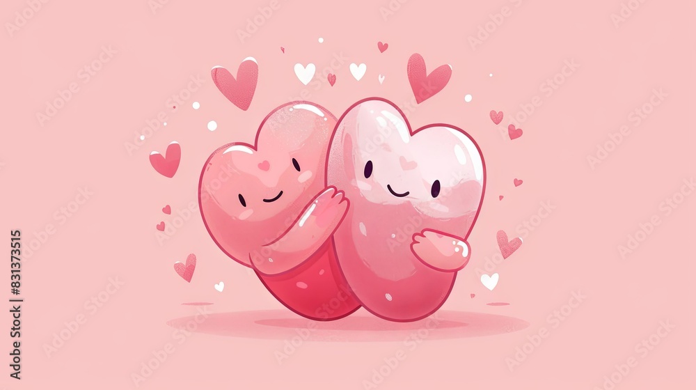 logo, a pink heart hugging another pink love shape, pink background ...