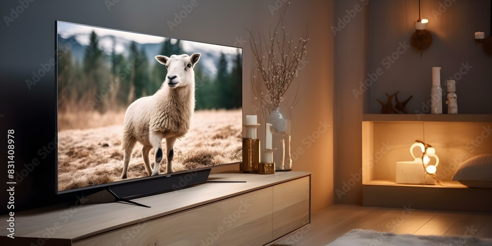 Sheep in living room watching TV symbolizing media manipulation and ...