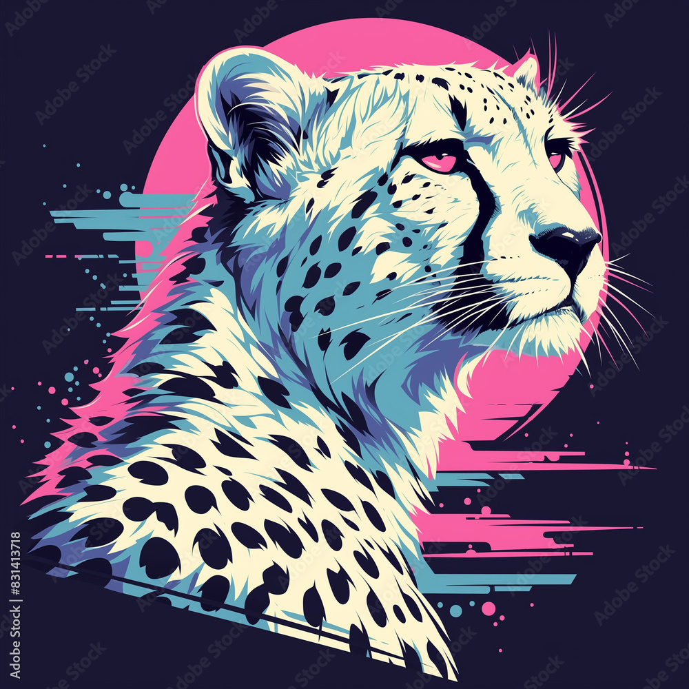 Cheetah guepard illustration badge for t-shirt design. Cheetah guepard ...