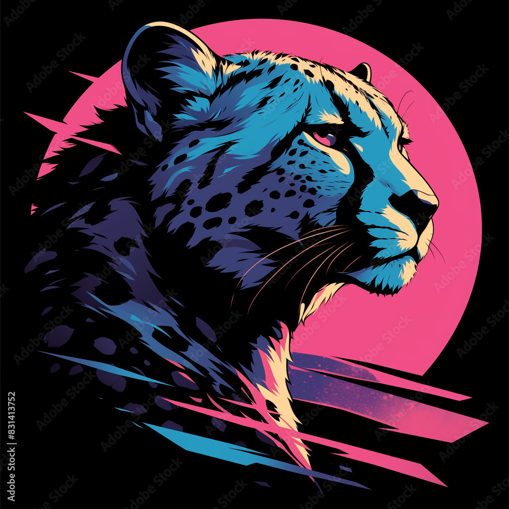 Cheetah guepard illustration badge for t-shirt design. Cheetah guepard ...