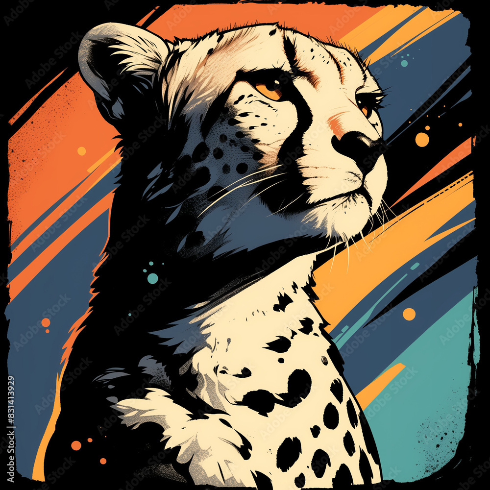 Cheetah guepard illustration badge for t-shirt design. Cheetah guepard ...