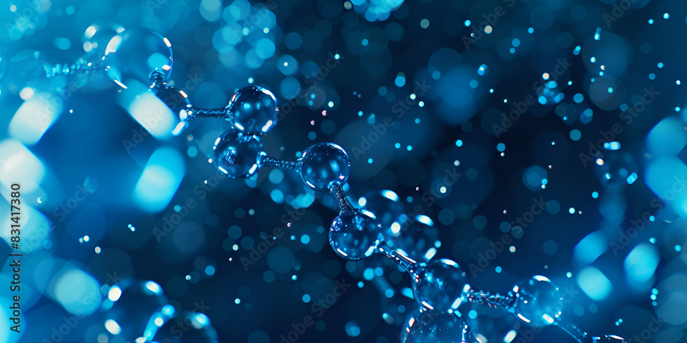Oxygen bubbles in clear blue water background blue bubbles science and ...