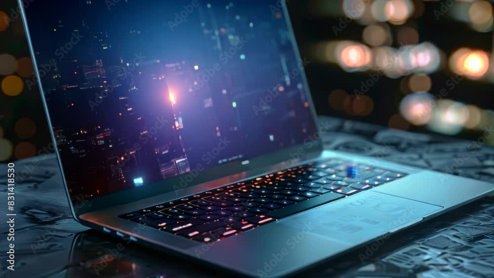 A detailed view of a modern laptop with an advanced AI assistant on a ...