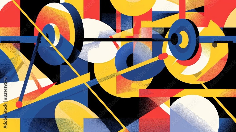 Geometric Abstract Design Featuring Weightlifting Elements with ...