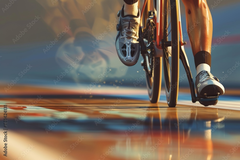 Athlete's Legs Pedaling with Power on Olympic Velodrome - Sports ...