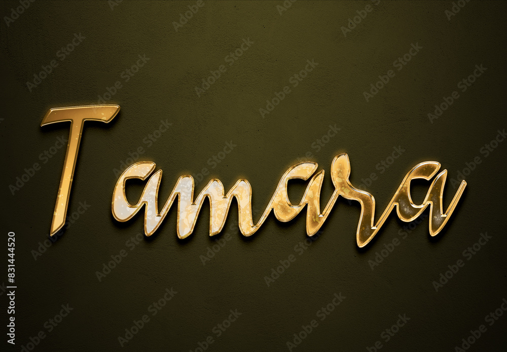 Poster Old gold text effect of Arabic name Tamara with 3D glossy style ...