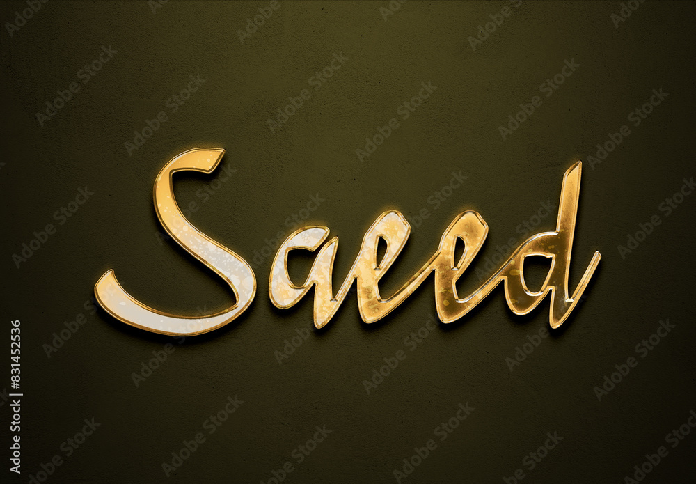 Old gold text effect of Arabic name Saeed with 3D glossy style Mockup ...