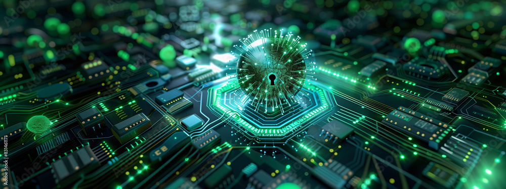 Fictional illustration of a computer virus installed in the operating ...