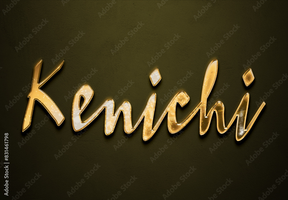 ภาพประกอบสต็อก Old gold text effect of Japanese name Kenichi with 3D ...