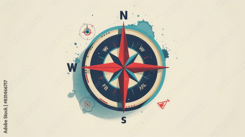 Compass with red arrow pointing north on a plain white background Stock ...