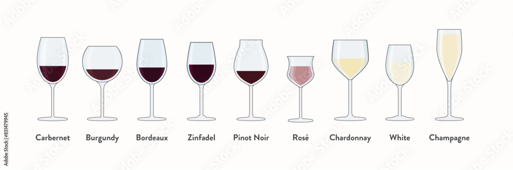 Vetor de Colorful Wine Glass Guide - A colorful guide with ...