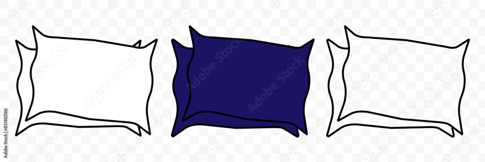 Multi colored pillow flat cartoon set. Pillow icon set for web and ...