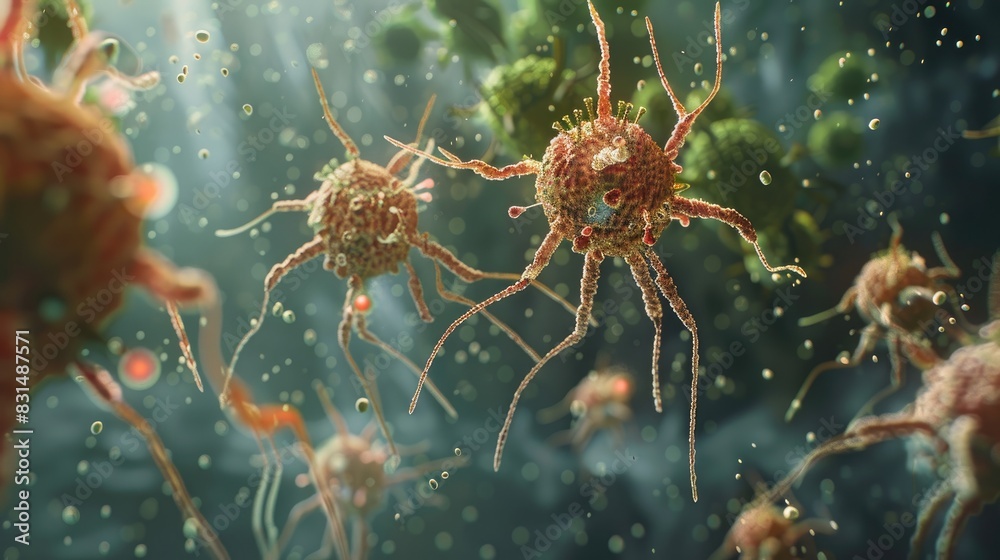 Animation of phages attacking bacterial cells, illustrating ...