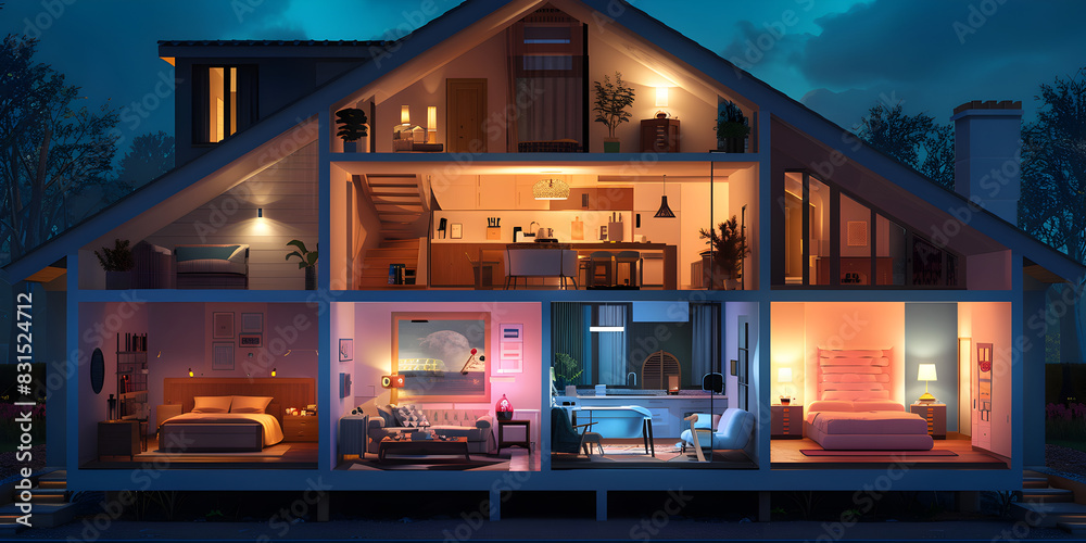 The smart home is isolated background Modern smart home systems of ...