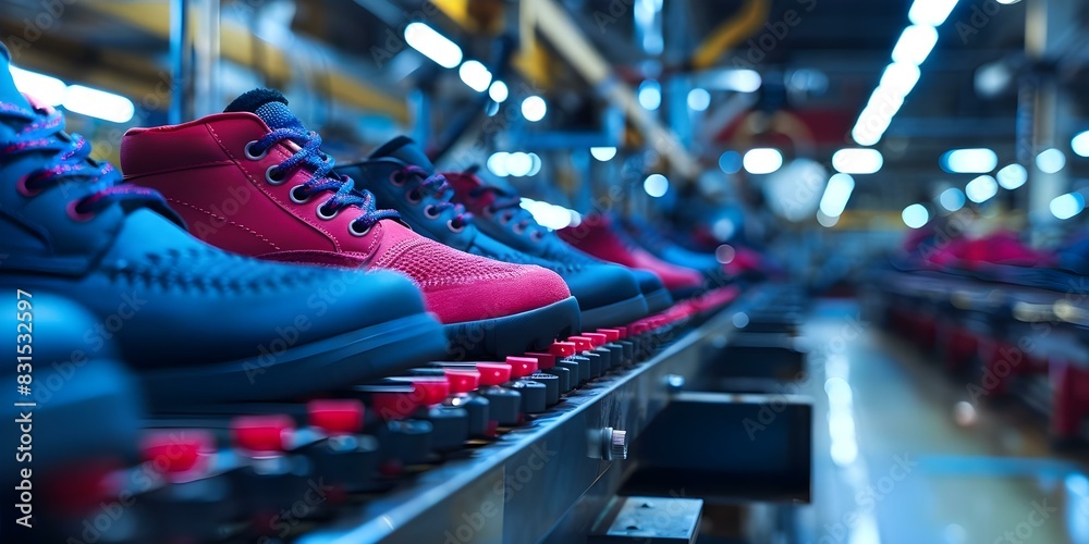 Efficient mass production of footwear in an automated shoe factory ...