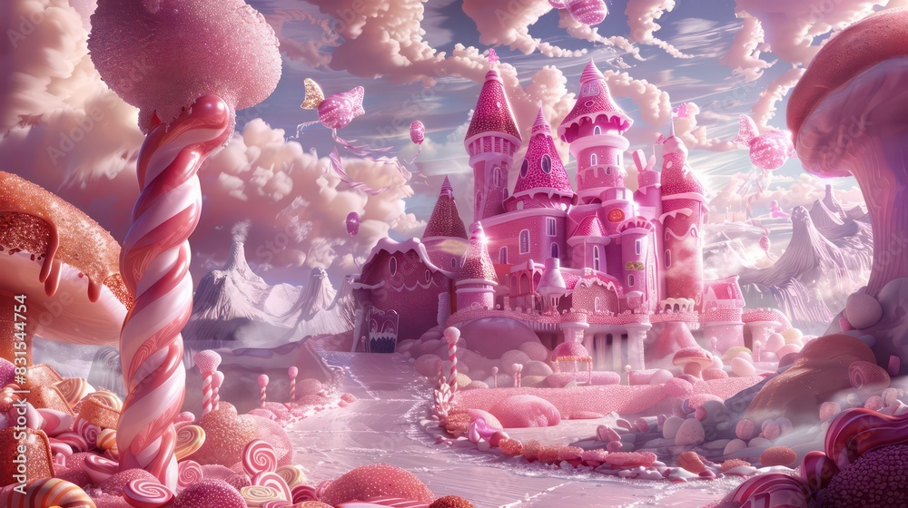 Candyland Castle A whimsical Halloween wallpaper depicting a candy ...