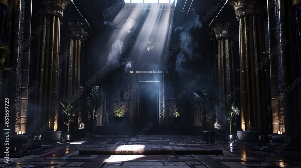 Ancient Egyptian Temple of Gods. An ancient temple with high columns ...