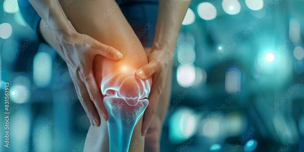 Person with swollen bruised knee holding it likely fractured patella ...