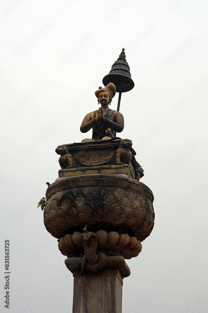 Statue of King Bhupatindra Malla at Bhaktapur Durbar Square, Bhaktapur ...